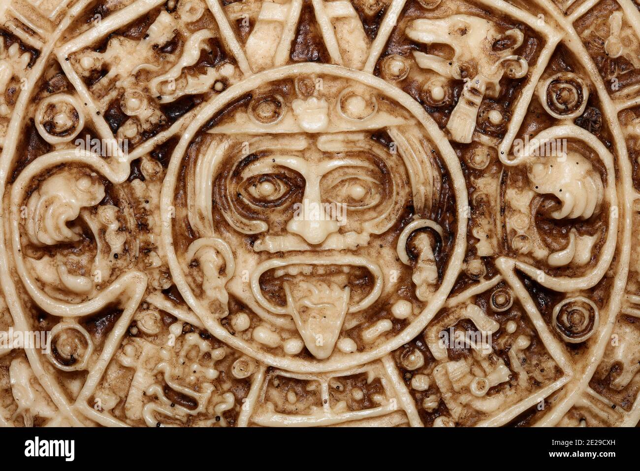 Aztec sun stone close up background modern high quality print Stock ...
