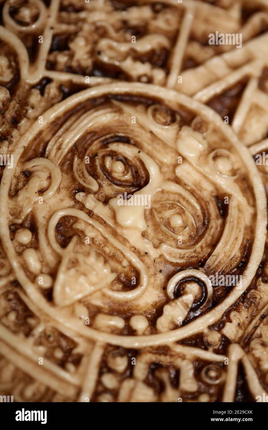 Aztec sun stone close up background modern high quality print Stock ...