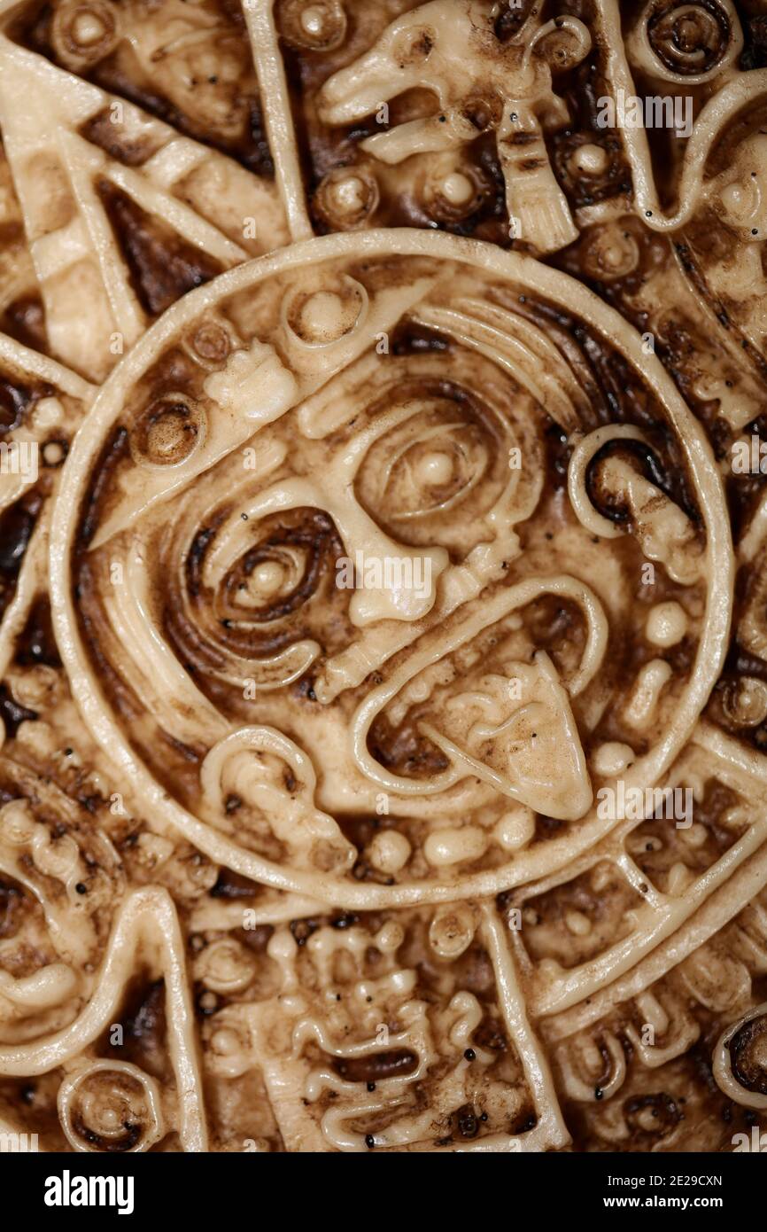 Aztec sun stone close up background modern high quality print Stock ...