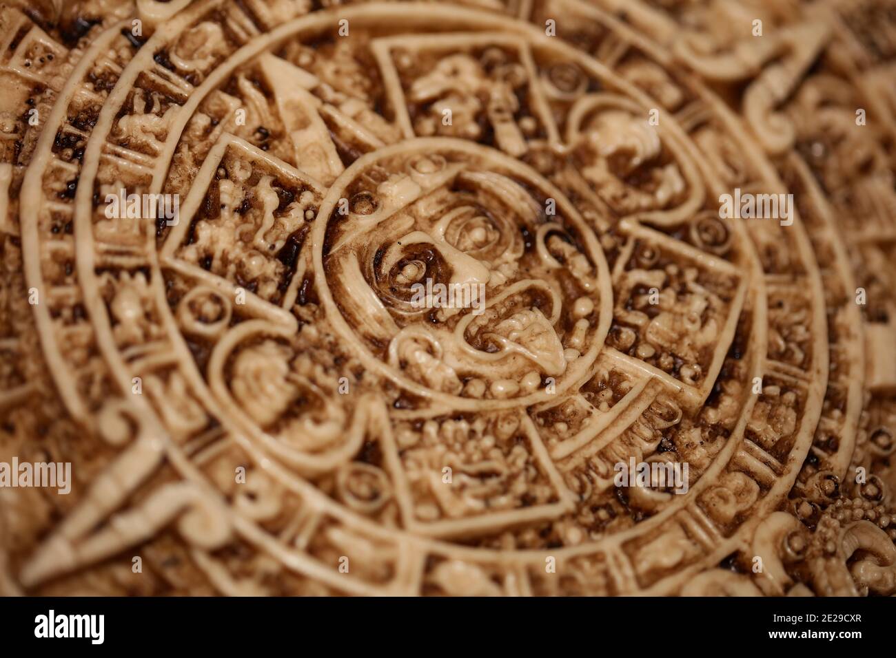 Aztec sun stone close up background modern high quality print Stock ...