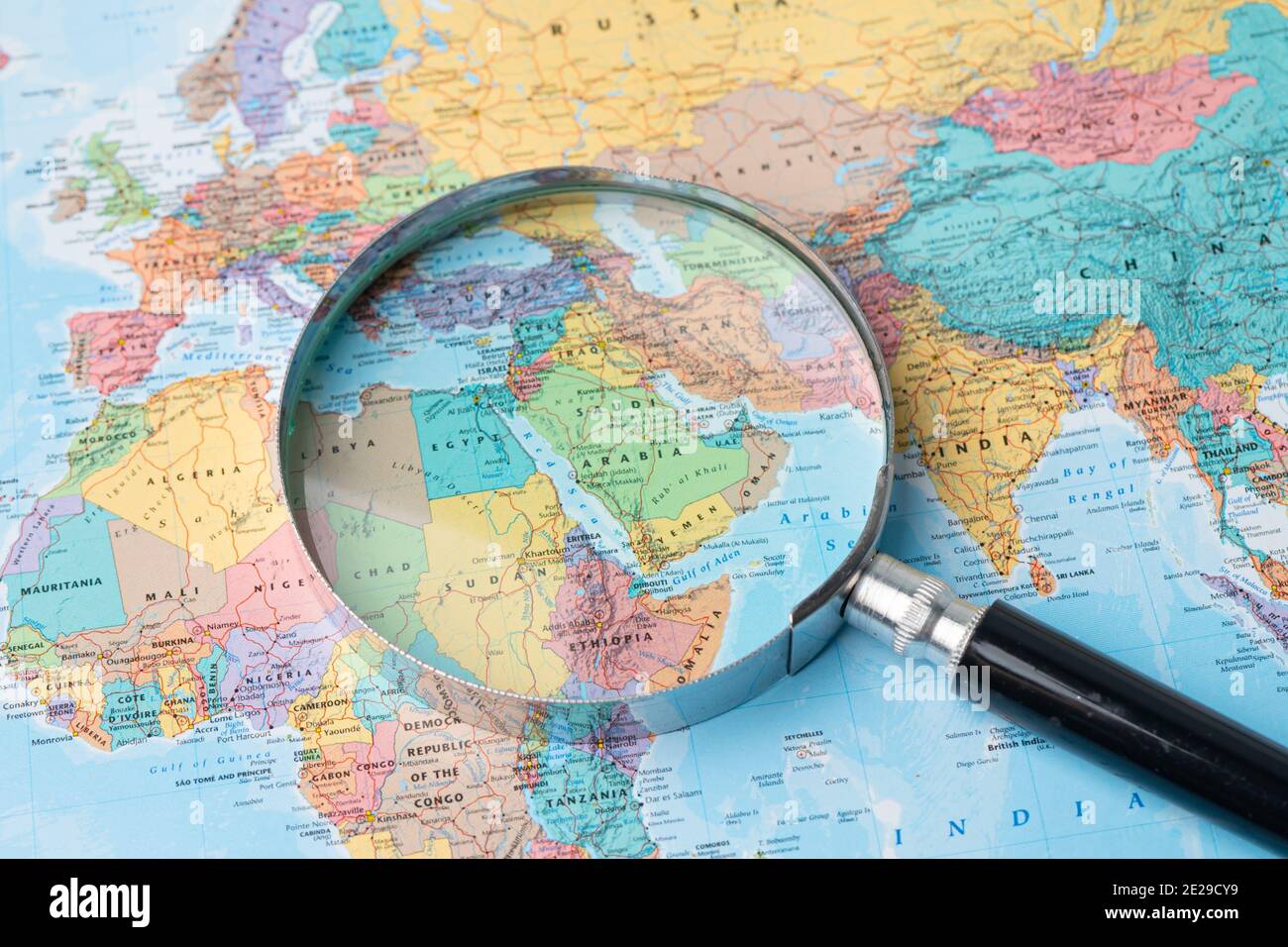 Bangkok, Thailand - August 01, 2020 Saudi Arabia, Asia, Magnifying ...