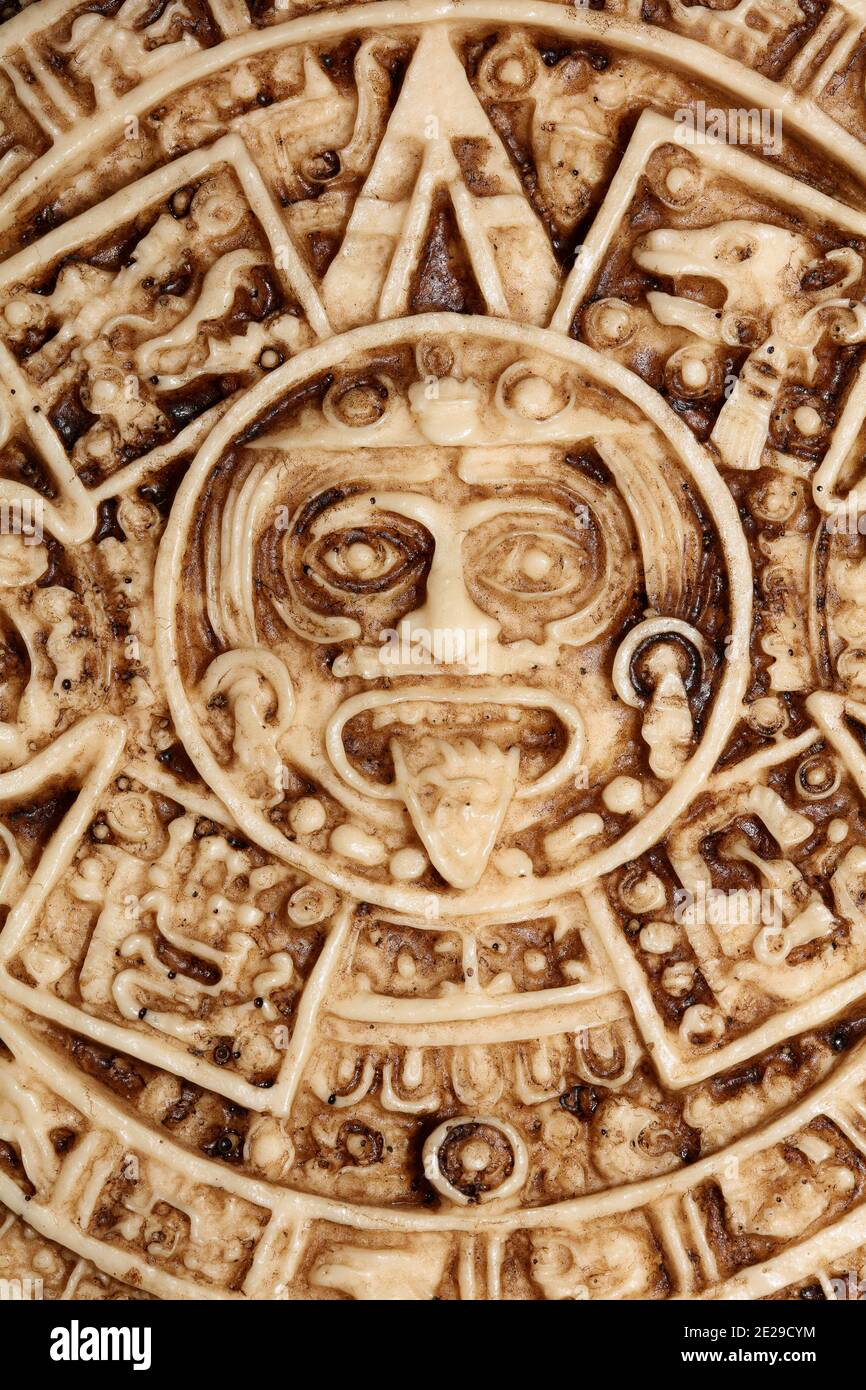 Aztec sun stone close up background modern high quality print Stock ...