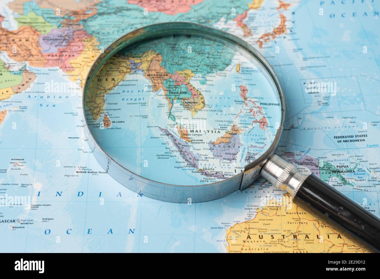 Bangkok, Thailand - August 01, 2020 Asia, Magnifying glass close up ...