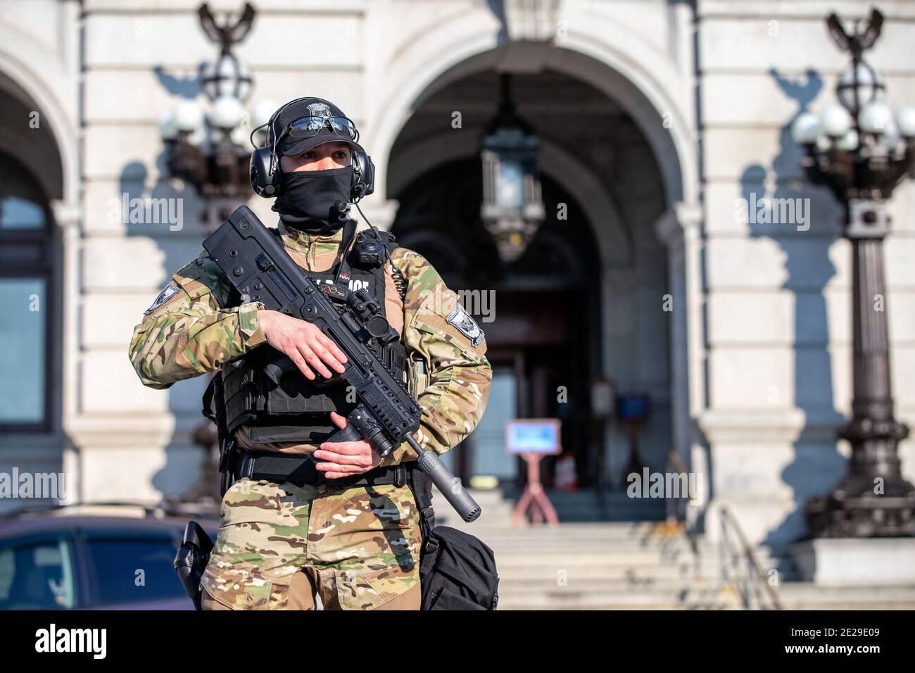 Harrisburg, United States. 12th Jan, 2021. A member of the Pennsylvania ...