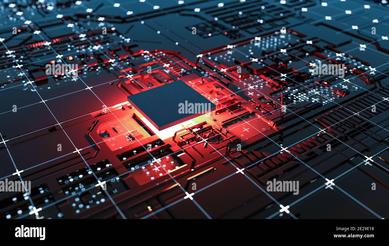 Abstract Central Computer Processors Concept. 3D illustration Stock ...