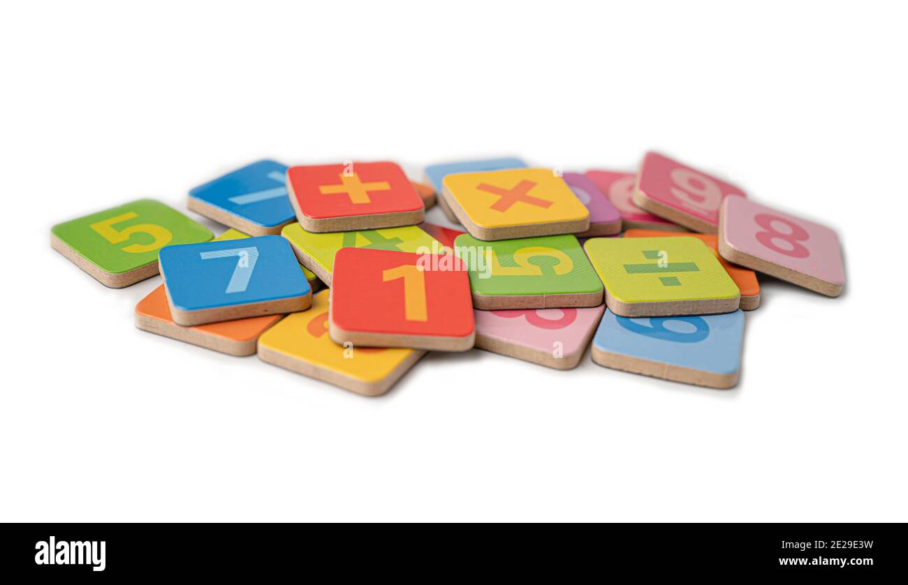 Math number colorful on white background, education study mathematics ...