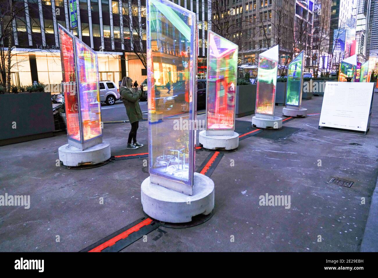 New York, United States. 12th Jan, 2021. A view of an art installation ...