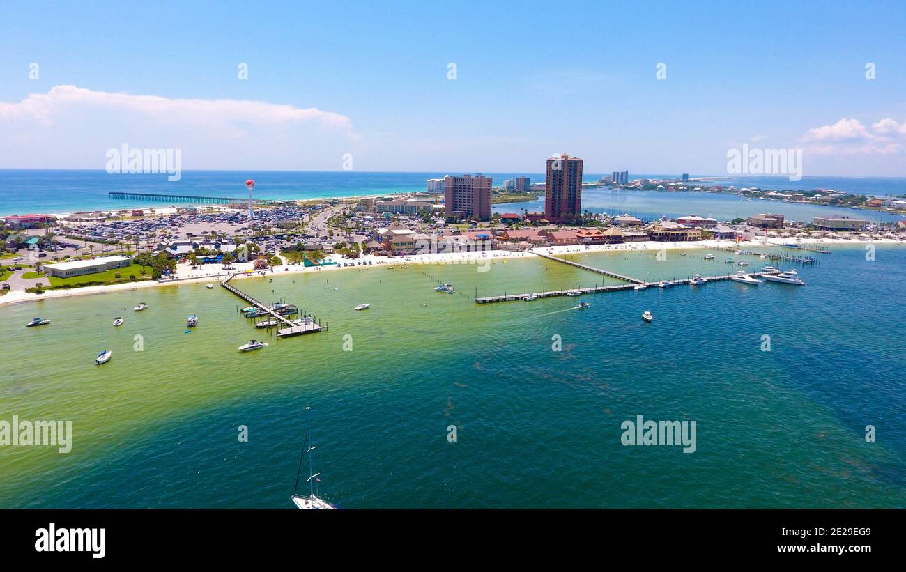 Aerial shot of the ocean harbor and the beach in summer Stock Photo - Alamy