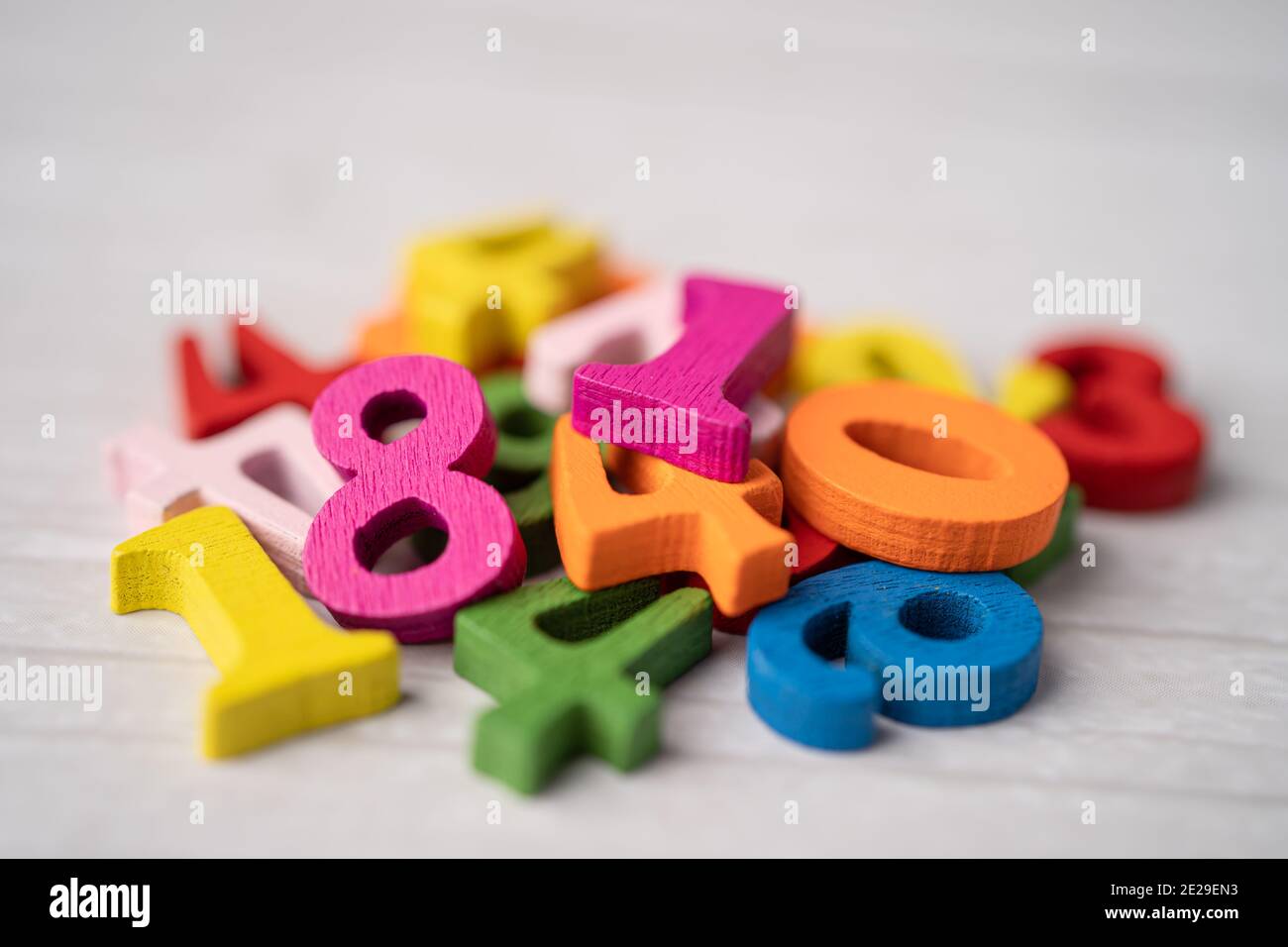 Math number colorful on white background, education study mathematics ...