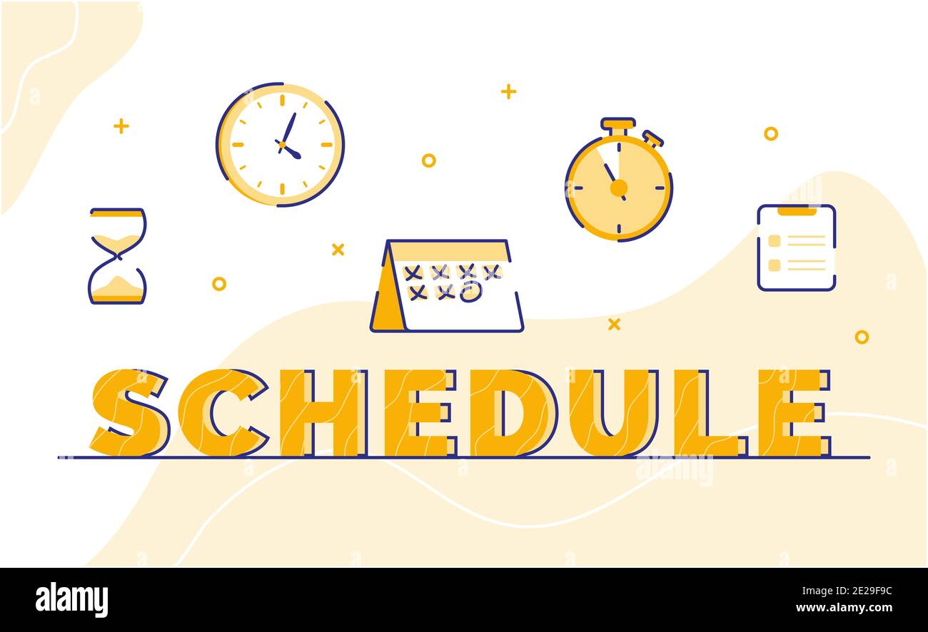 schedule typography word art background of icon sand glass clock ...