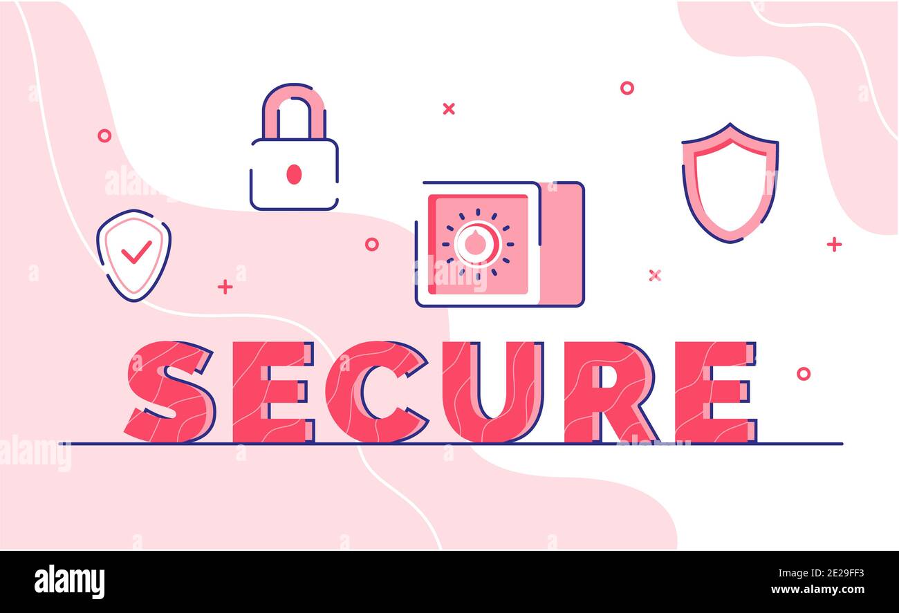 secure typography word art background of icon shield padlock password ...