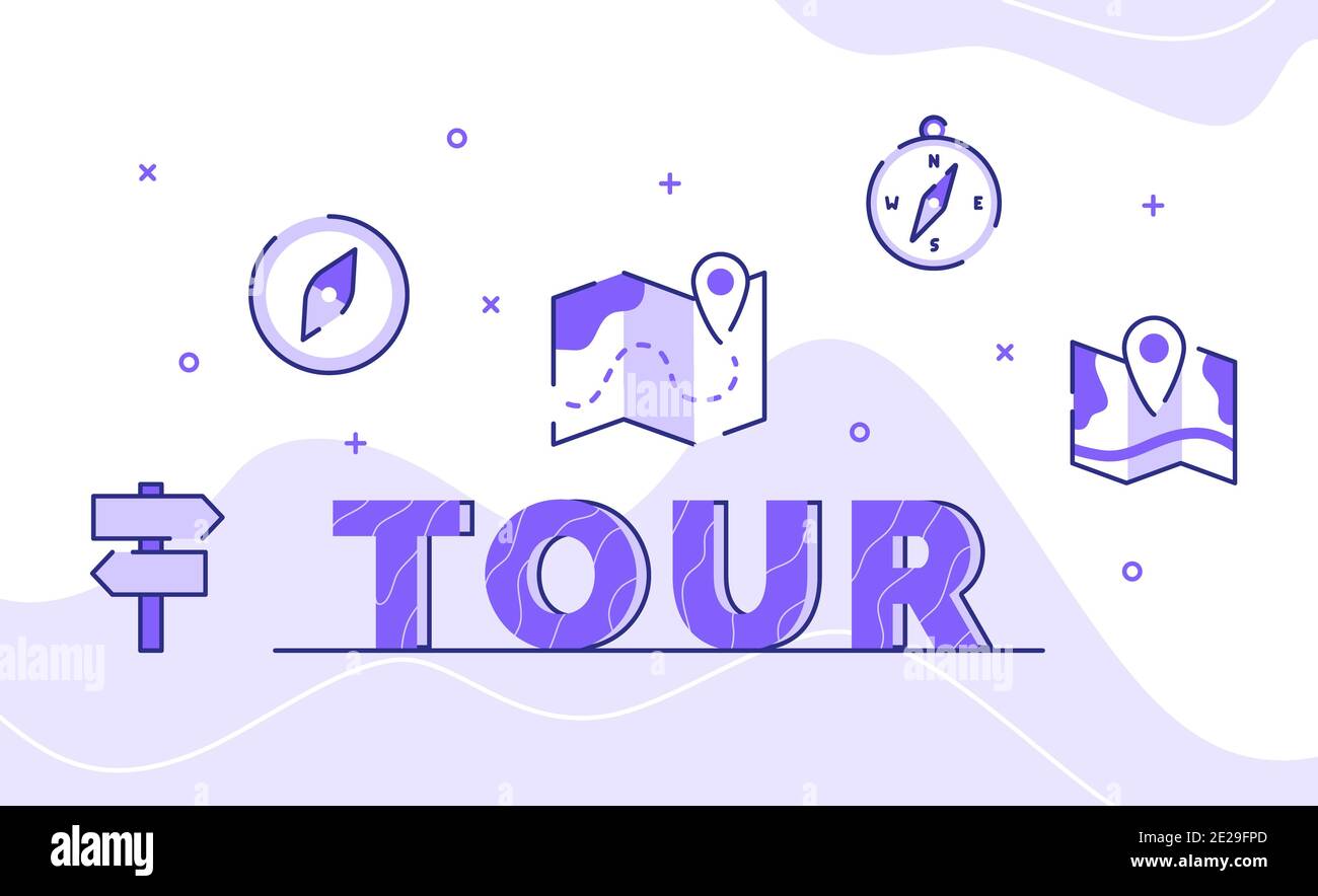 tour typography word art background of icon map pointer location ...
