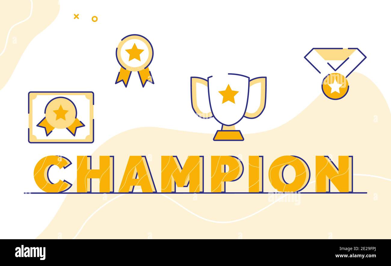champion typography word art background of icon certificate award ...