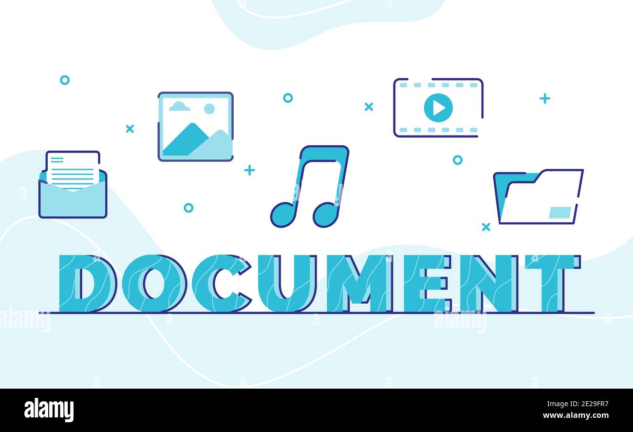 document typography word art background of icon message picture music ...