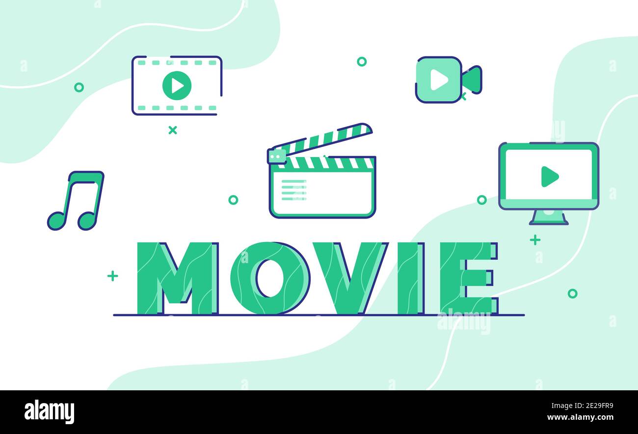 movie typography word art background of icon music video clapper board ...