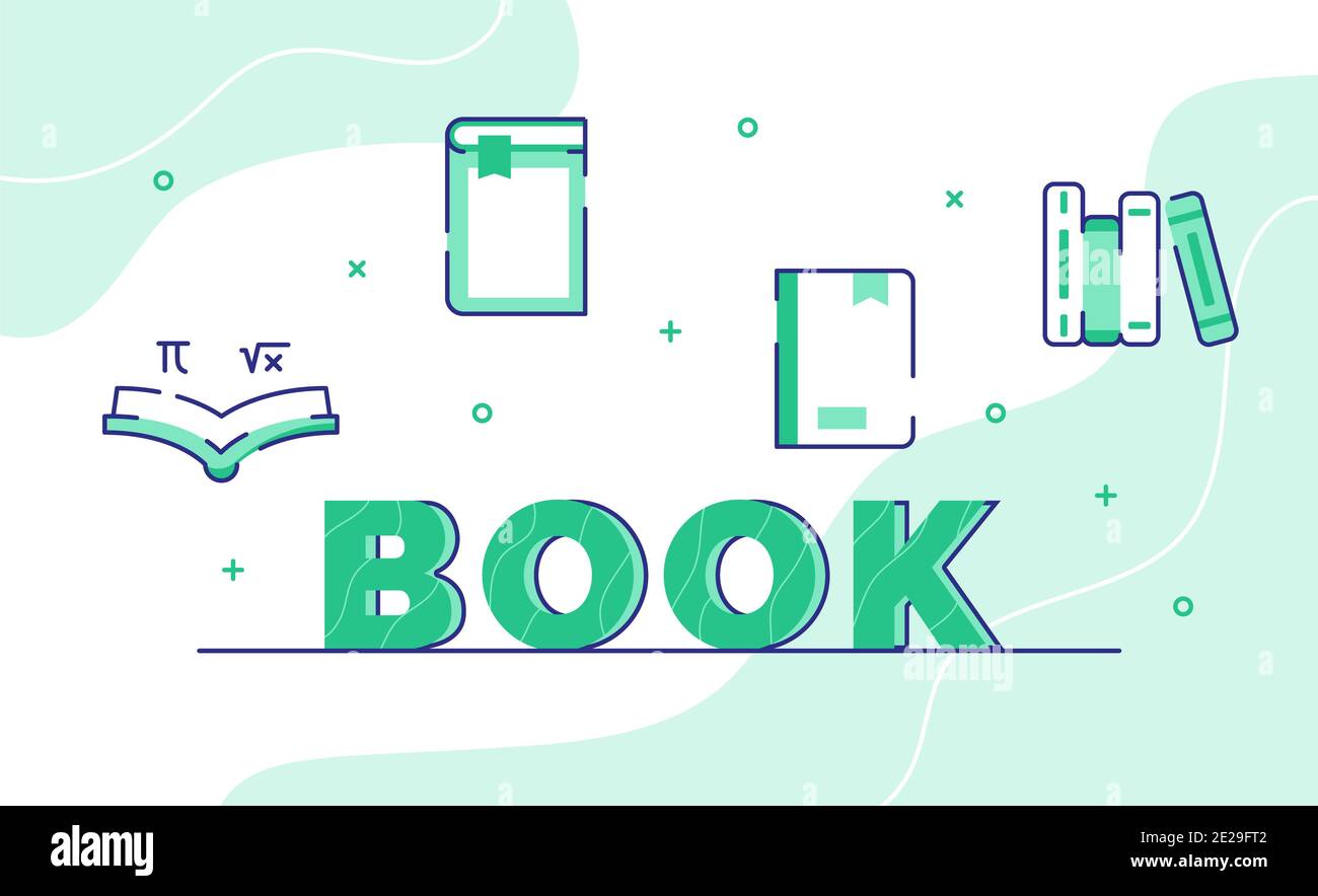 book typography word art background of icon open cover marker stack ...
