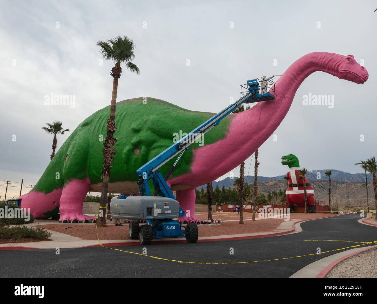 Repainting of historic landmark, Cabazon Dinosaurs Stock Photo - Alamy
