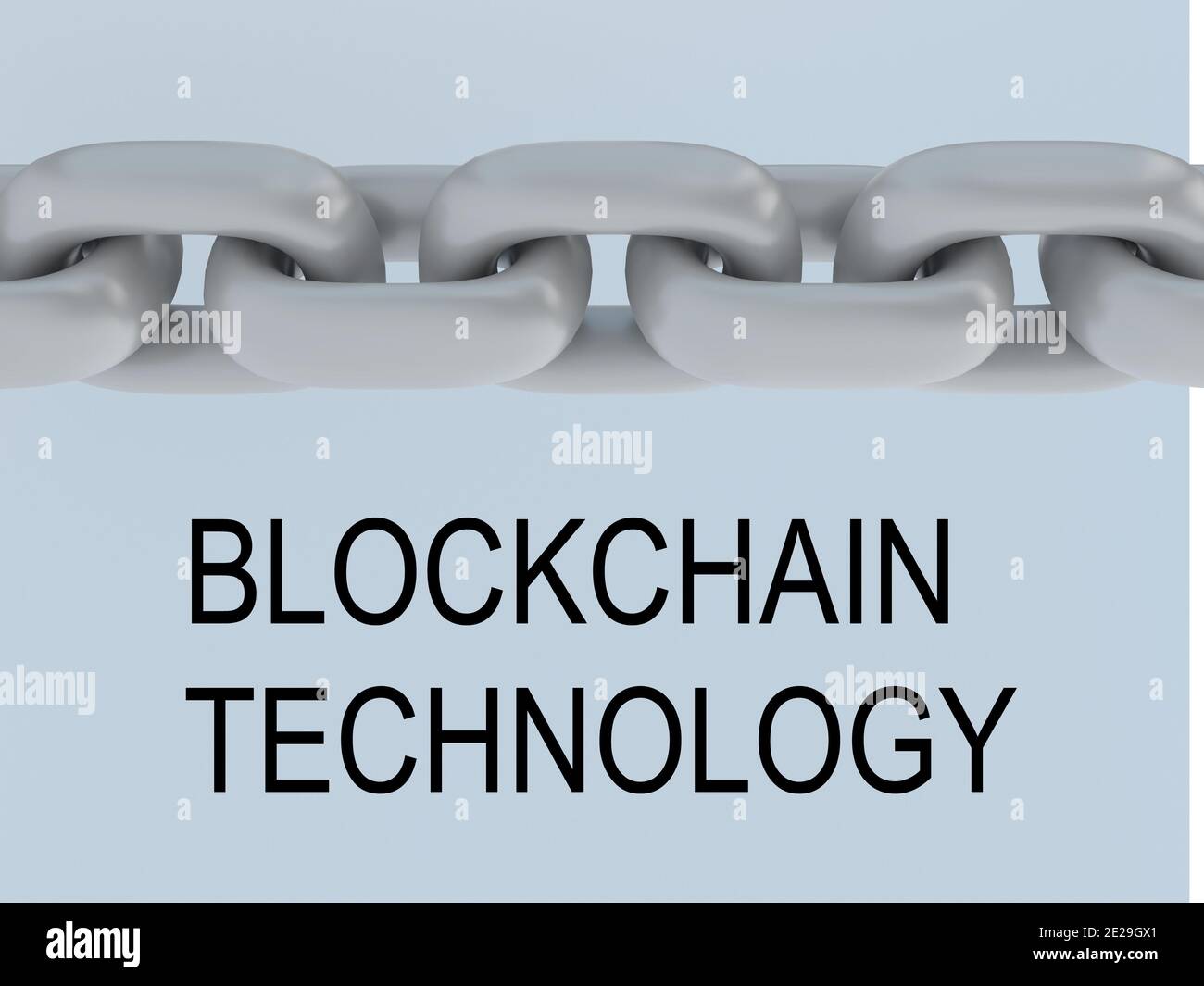3D illustration of BLOCKCHAIN TECHNOLOGY title under a chain, isolated ...