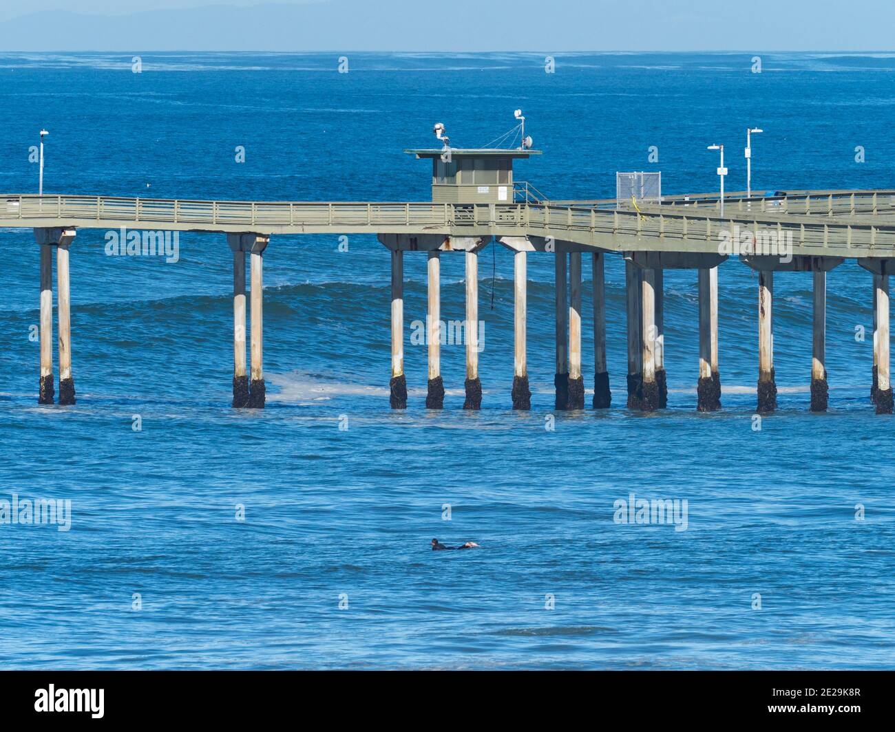 Huge waves near Ocean Beach pier, San Diego, California with a large ...