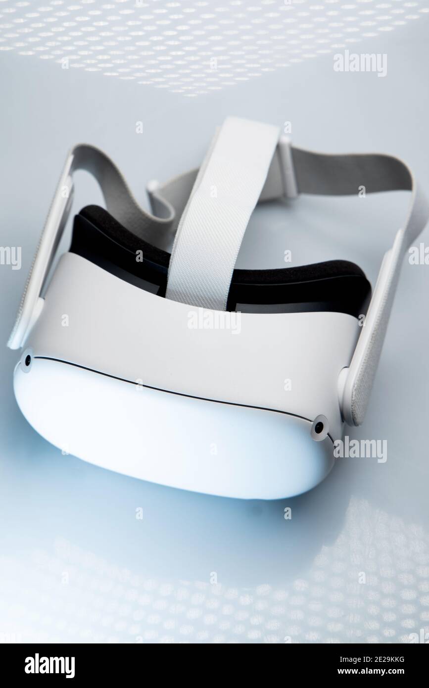 White new generation VR headset isolated on white background with ...