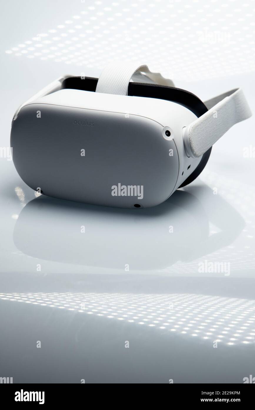 White new generation VR headset isolated on white background with ...