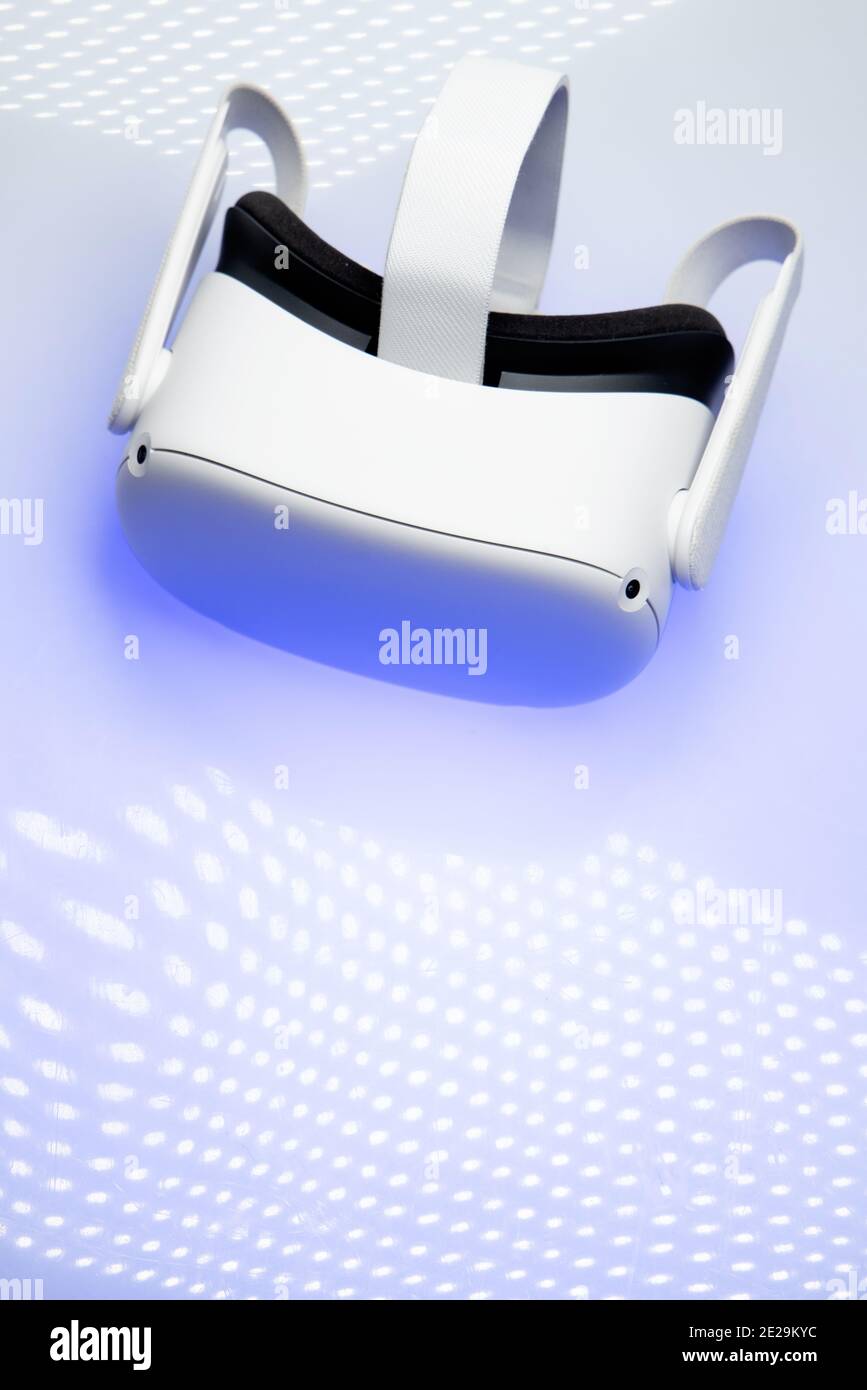 White new generation VR headset isolated on white background with ...