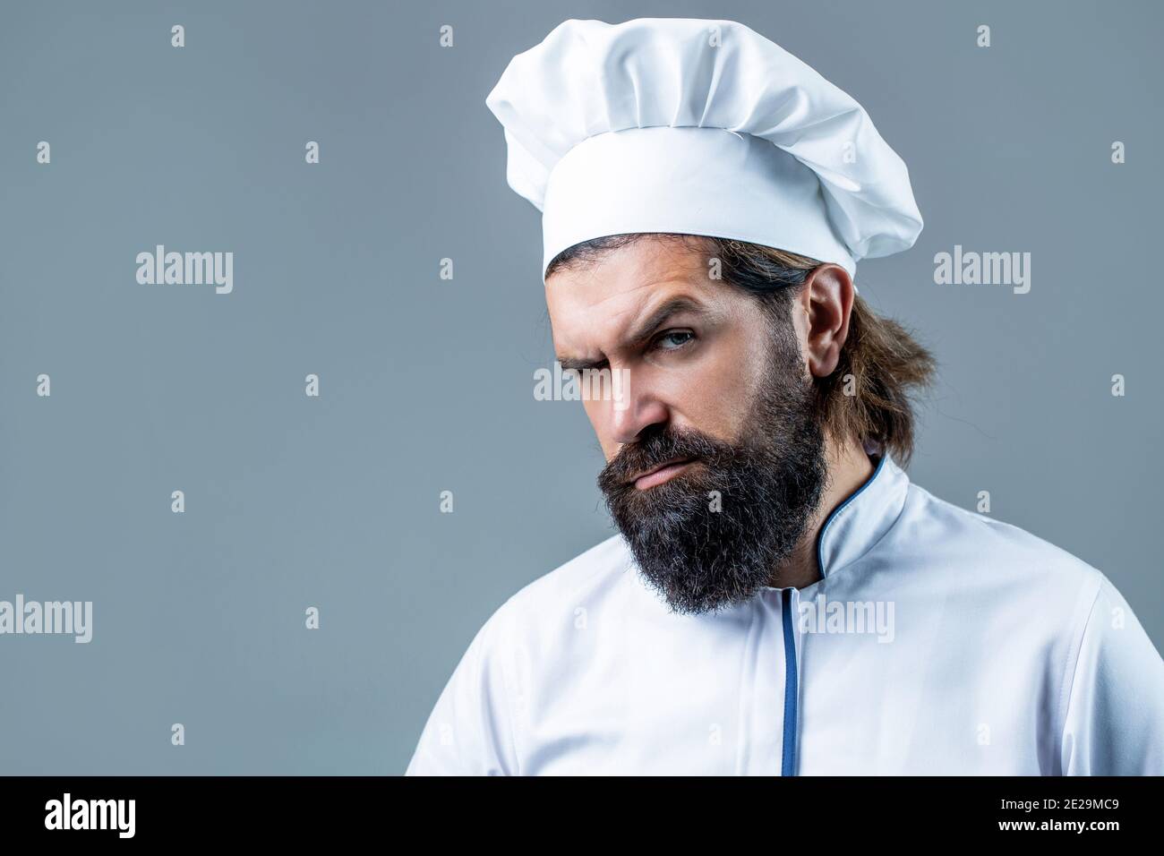 Bearded chef, cooks or baker. Bearded male chefs isolated. Cook hat ...