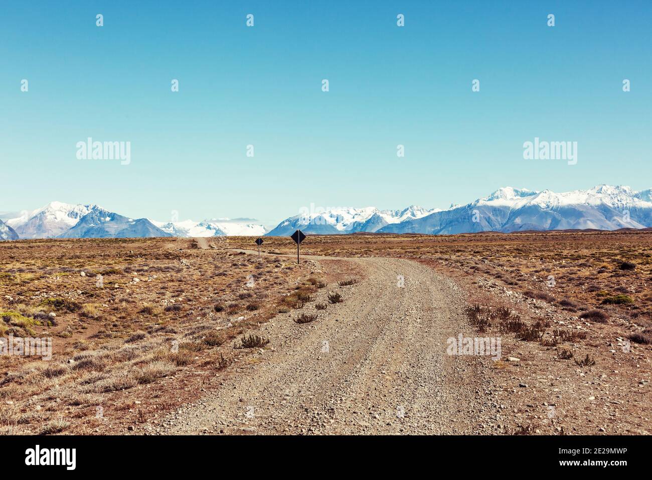 Patagonia landscapes in Southern Argentina. Gravel road in prairie at ...