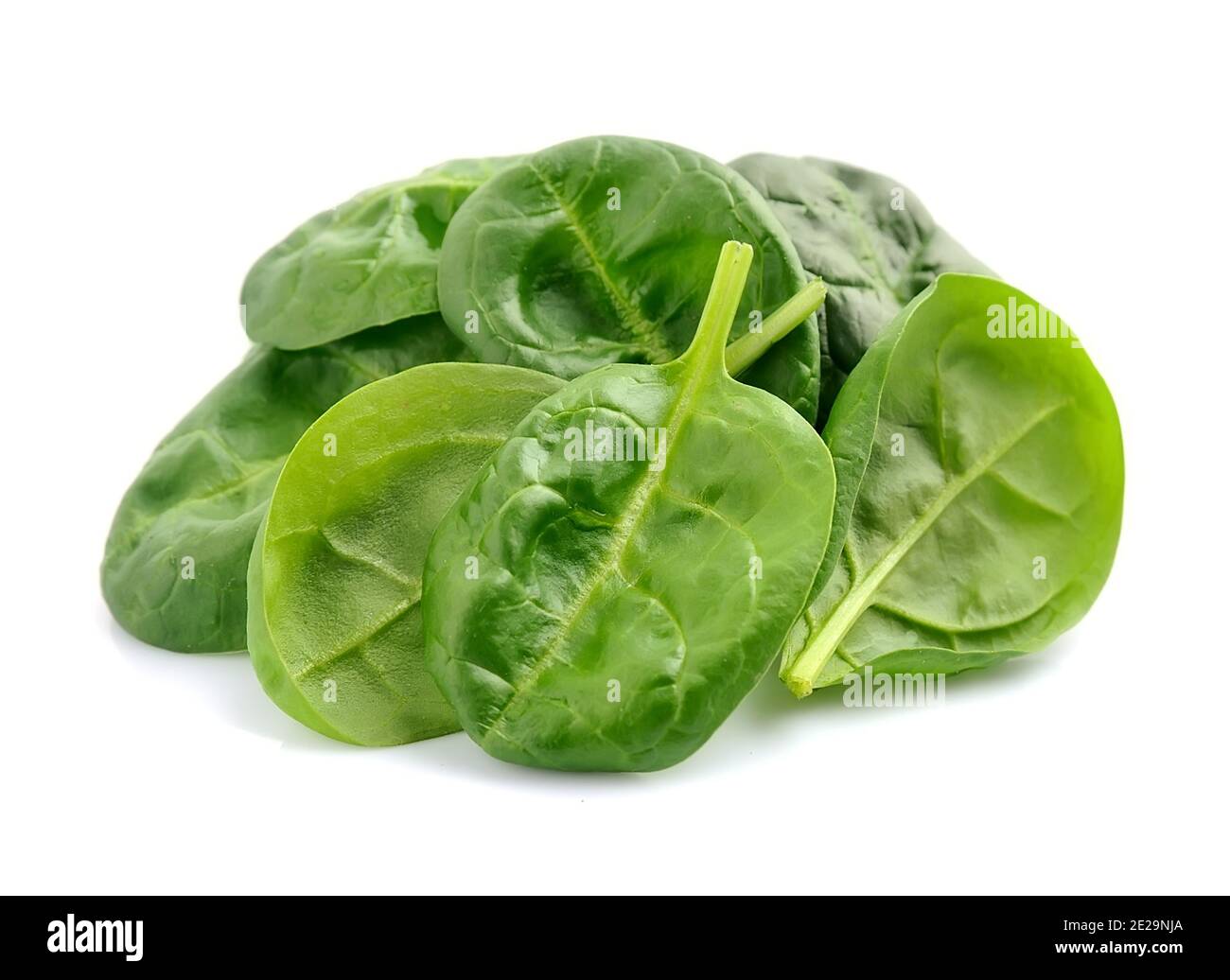 Spinach leaves close up isolated on white Stock Photo - Alamy