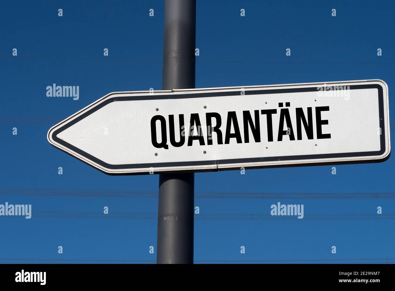 A sign indicating the quarantine Stock Photo - Alamy