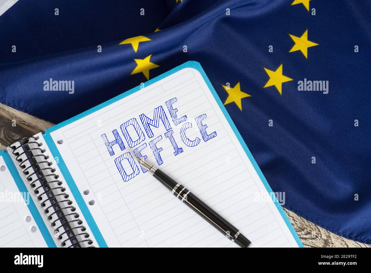 European Union EU flag and slogan Home Office Stock Photo - Alamy