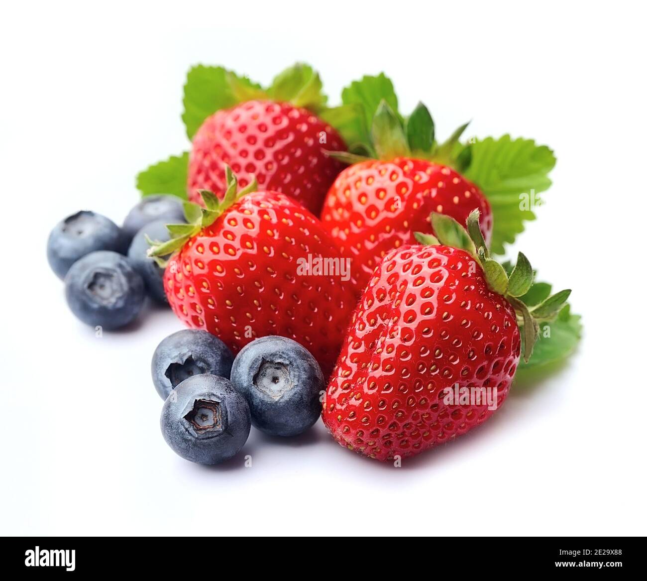 Sweet strawberry and blueberry isolated on white backgrounds Stock ...
