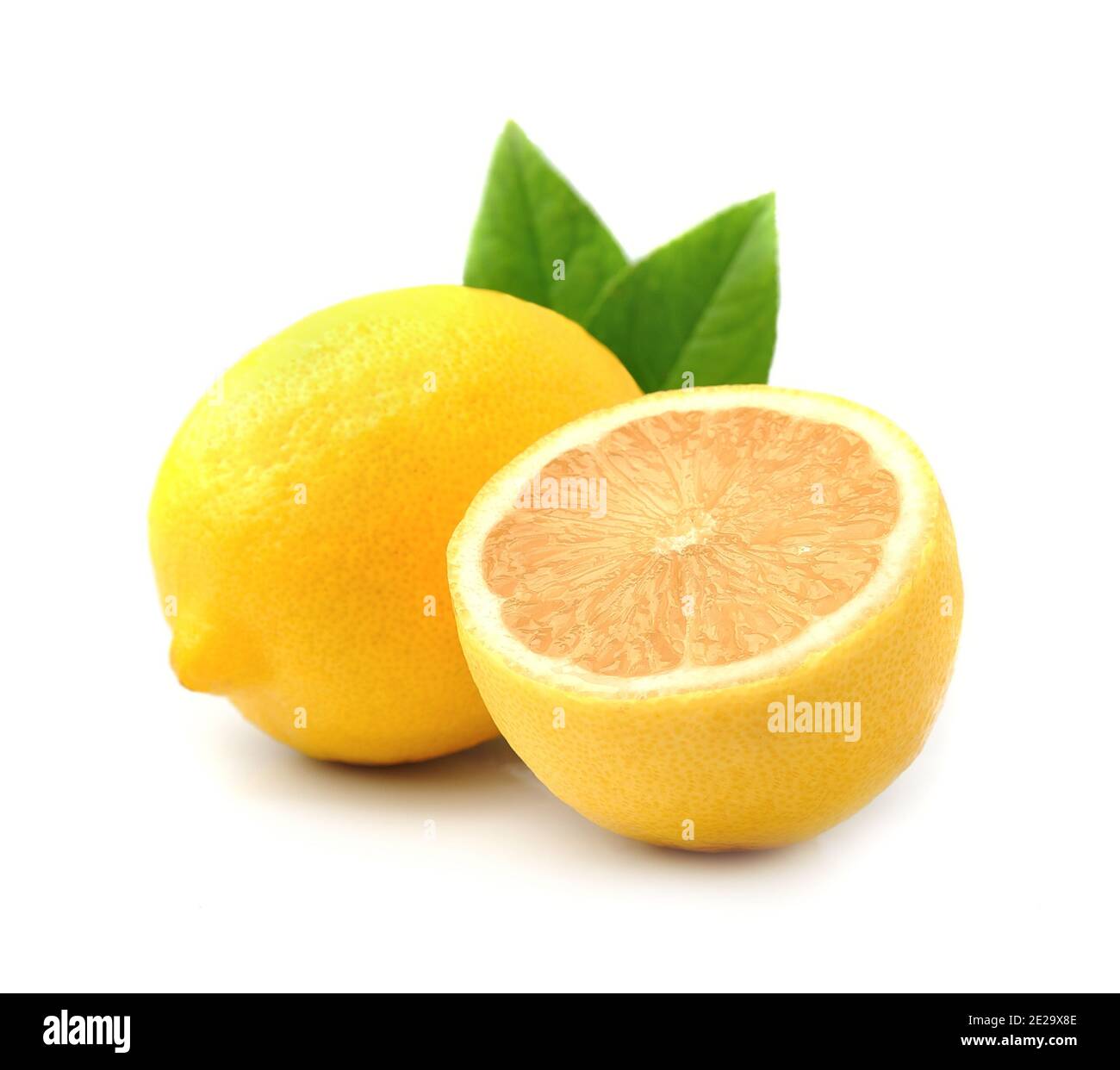 Sweet lemon with leaves closeup on white backgrounds Stock Photo - Alamy