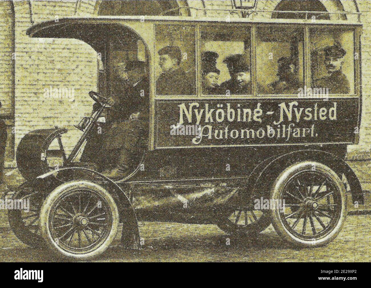 Vintage black and white photograph with the caption Danmarks første ...