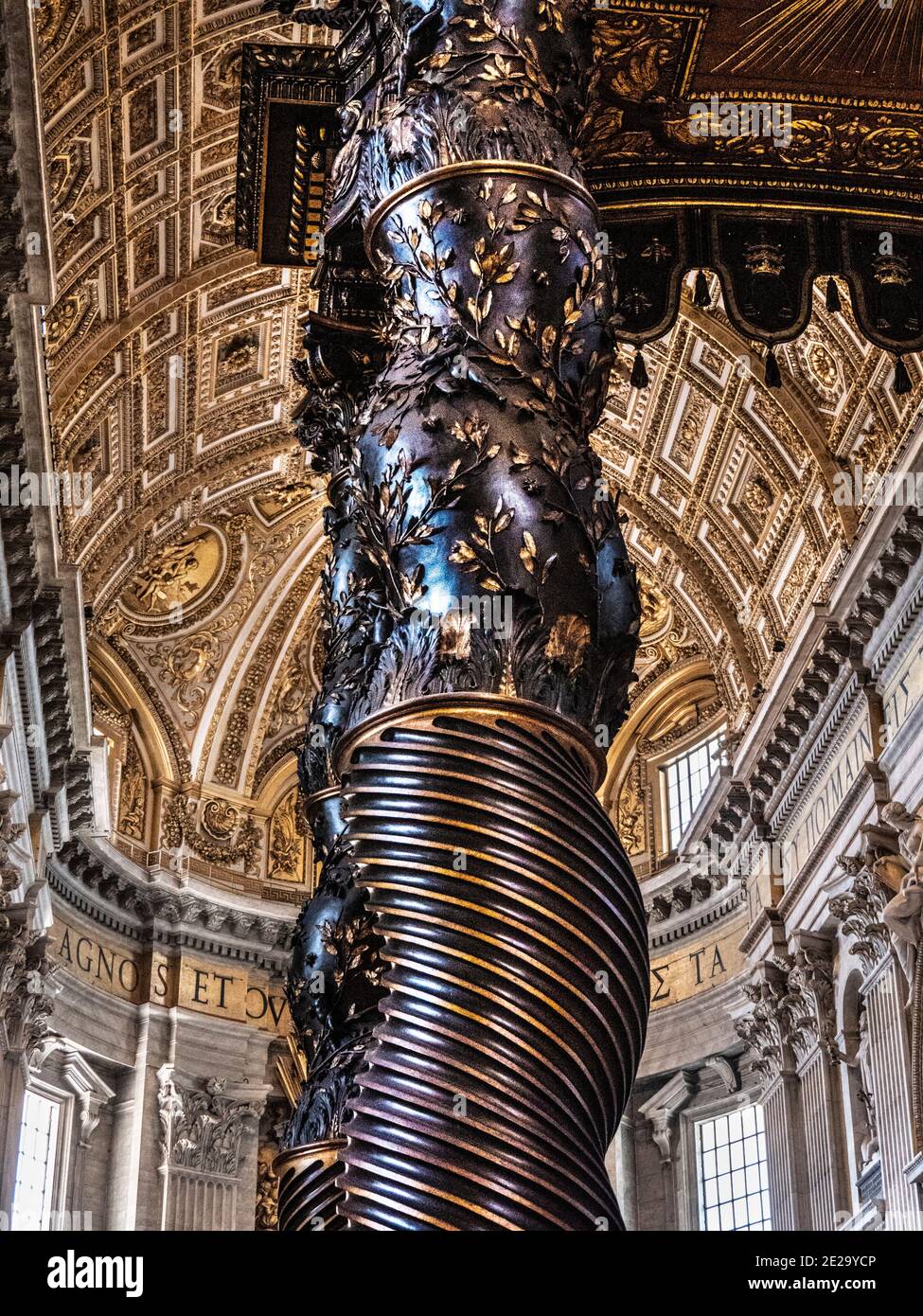 Interior view of the St Peter's Basilica canopy of st peter, Bernini ...