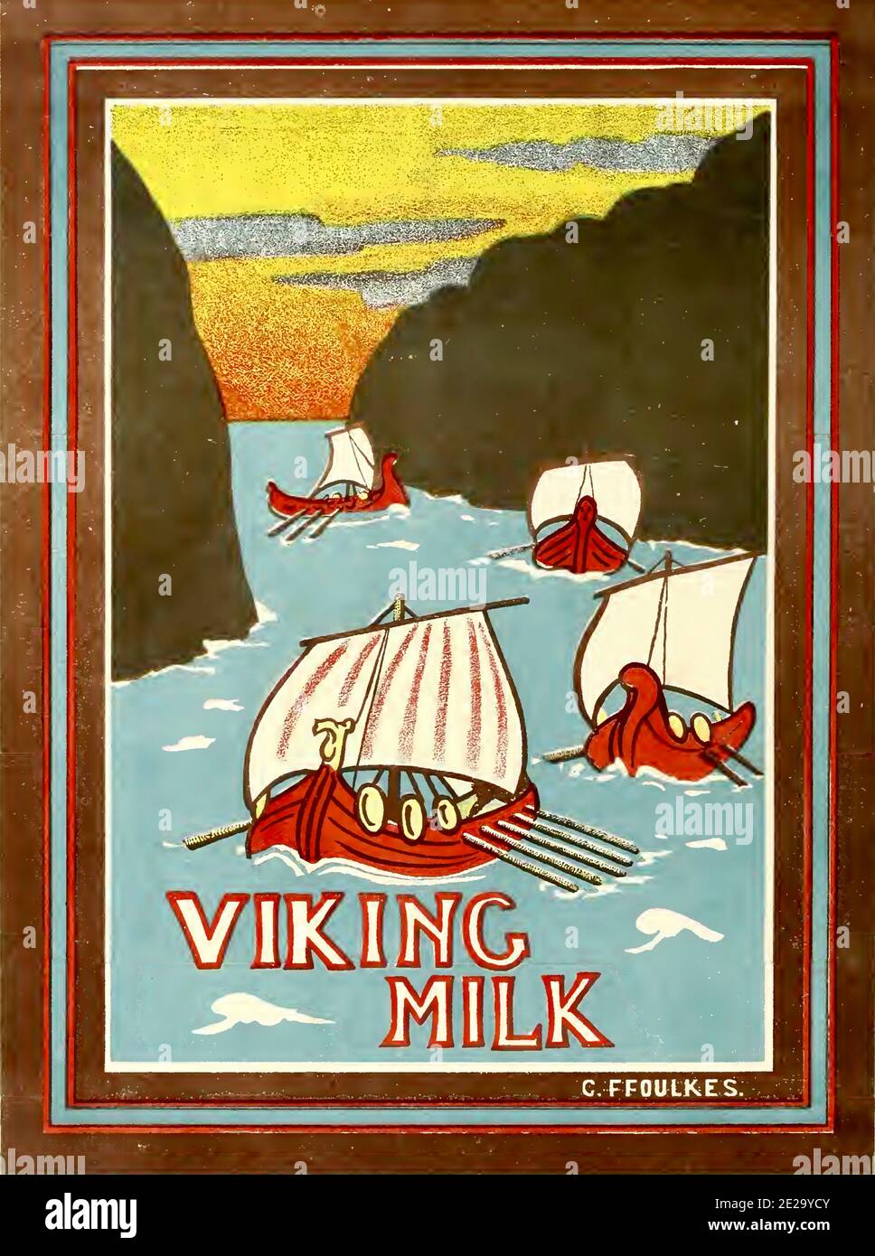 Antique vintage advertising poster for Viking Milk - 1898 Stock Photo ...