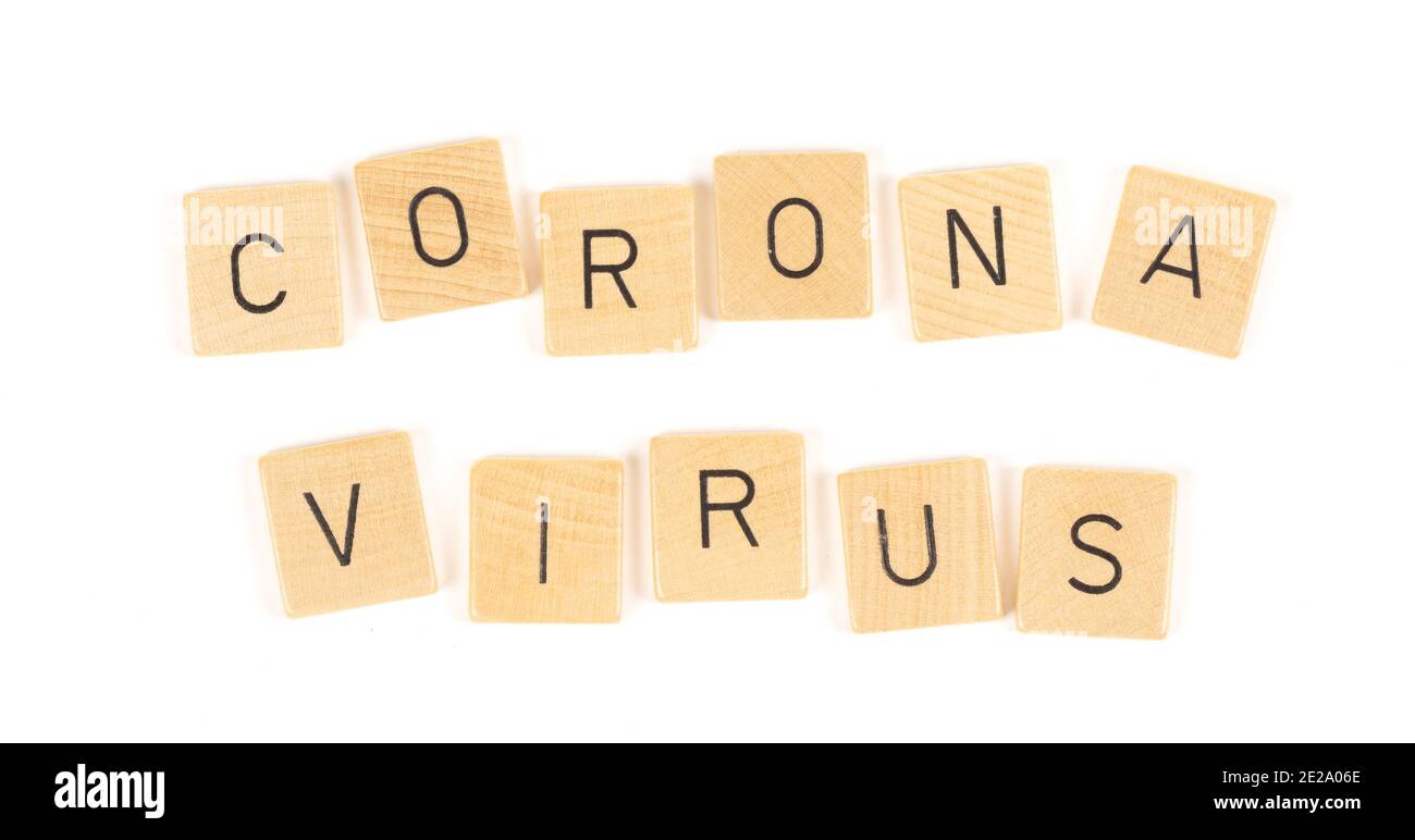 Corona virus letters, isolated on a white background Stock Photo - Alamy