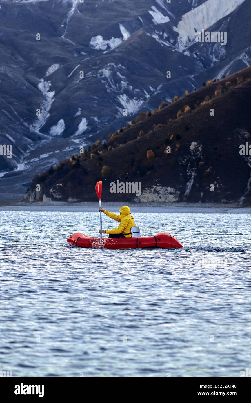 Packraft (one-person light raft used for expedition or adventure racing ...