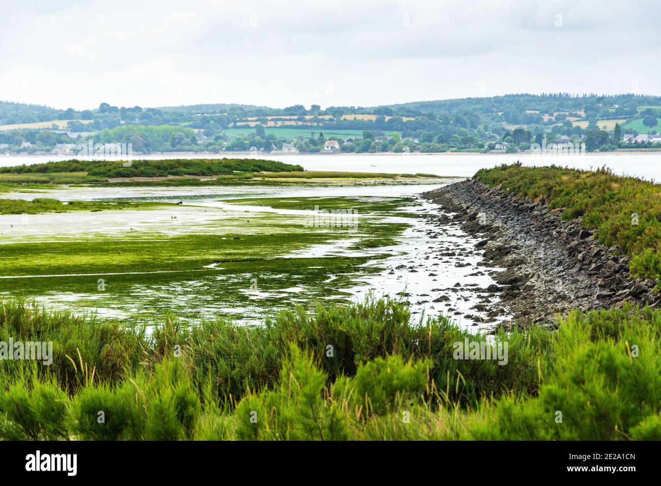Normandy, France. Beautiful marshland landscape with mound near Saint ...