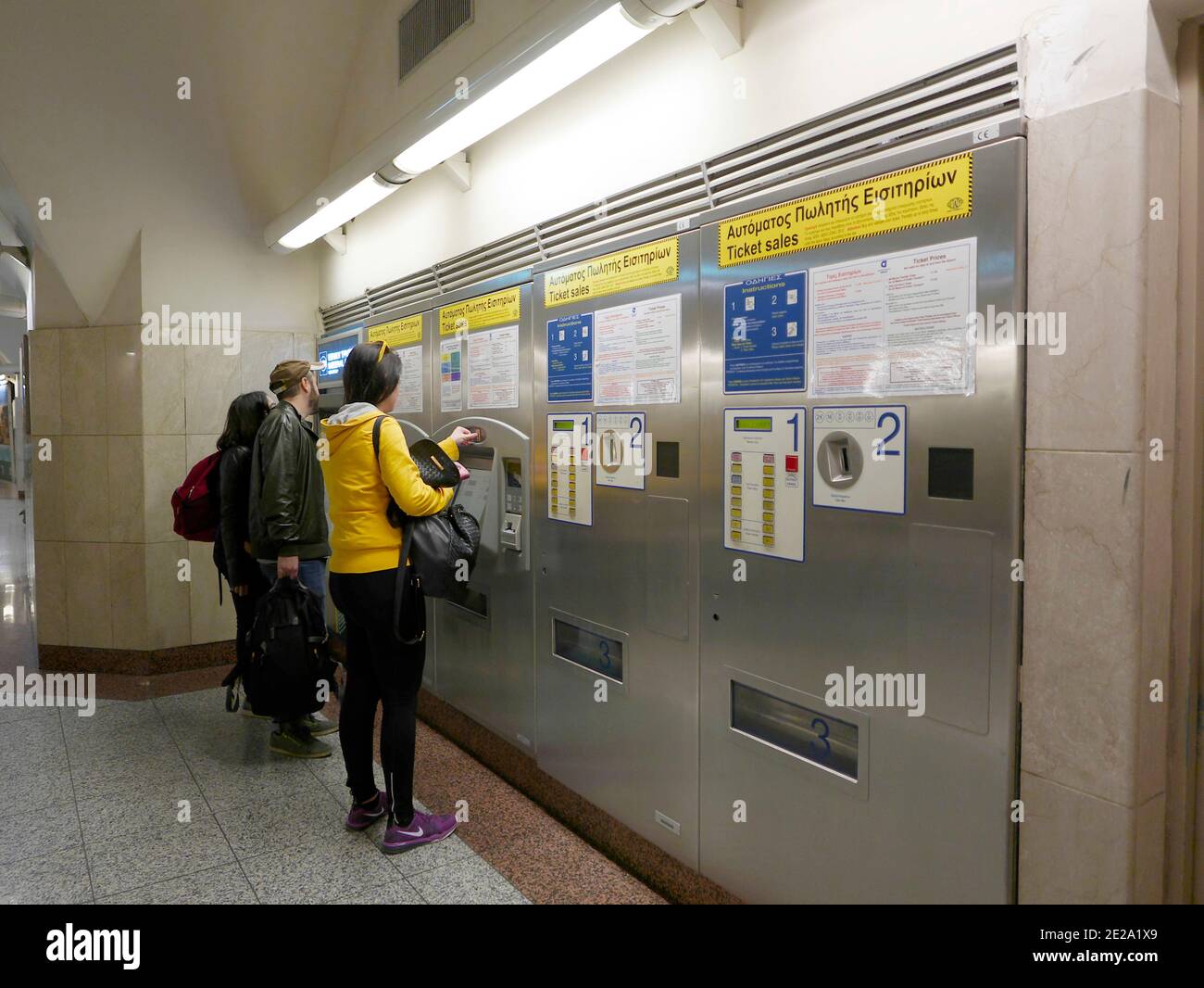 Greece Athens tourist man buying ticket Metro Subway ticket booth Stock ...
