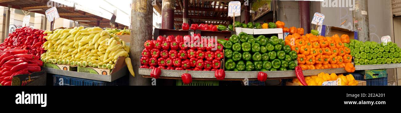 Greece Athen traditional Bazaar grocery in Central market Stock Photo ...