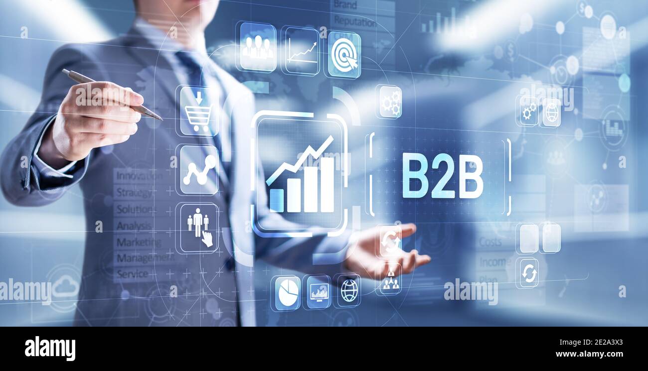 b2b Business to business financial marketing concept. Businessman ...