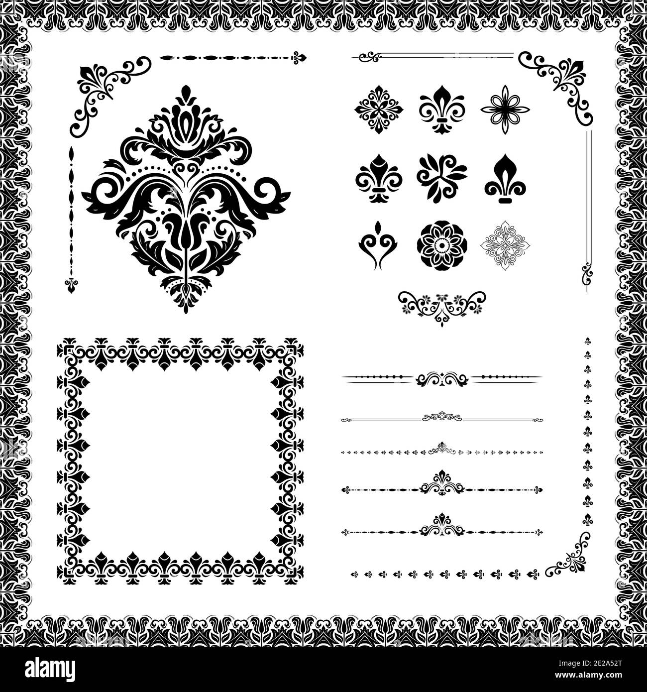 Vintage Set of Horizontal, Square and Round Elements Stock Photo - Alamy