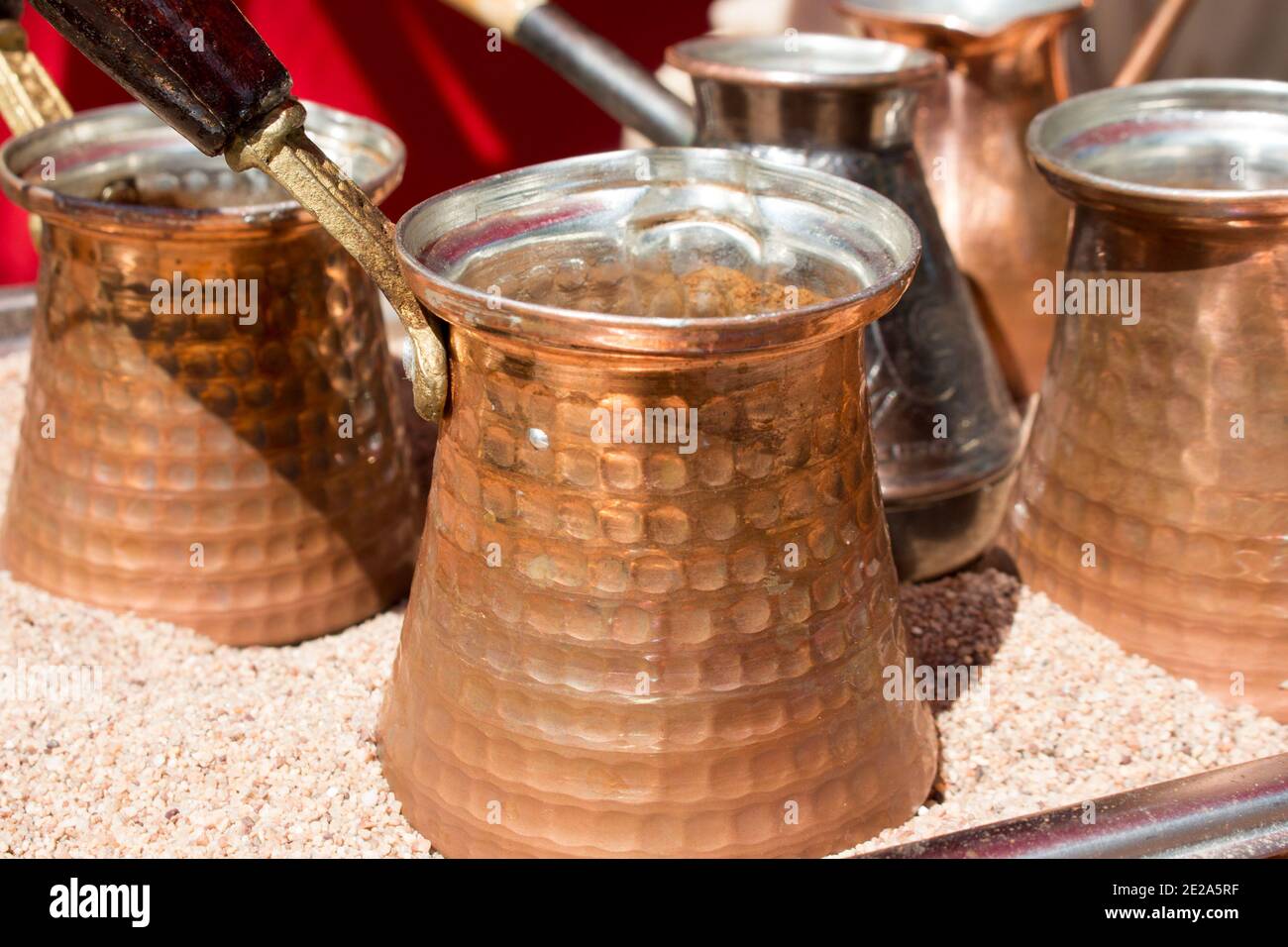 The turkish coffee in cezve in the hot sand Stock Photo - Alamy
