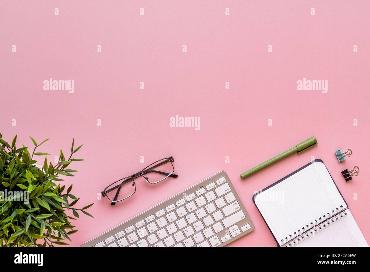 Empty place on office table desk, overhead view Stock Photo - Alamy