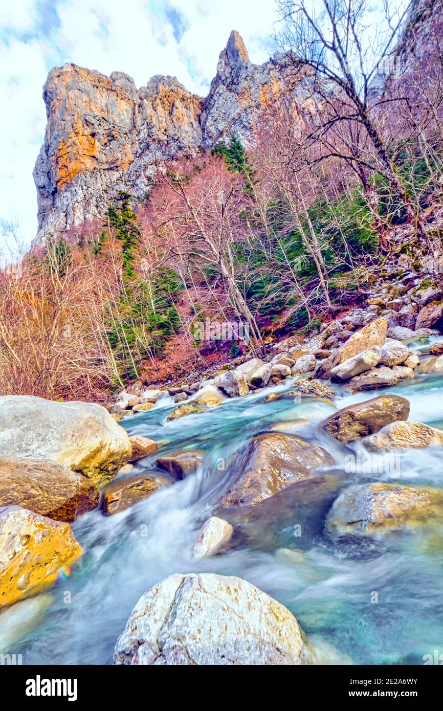Veral River, Anso Valley, Valles Occidentales Natural Park, Jacetania ...