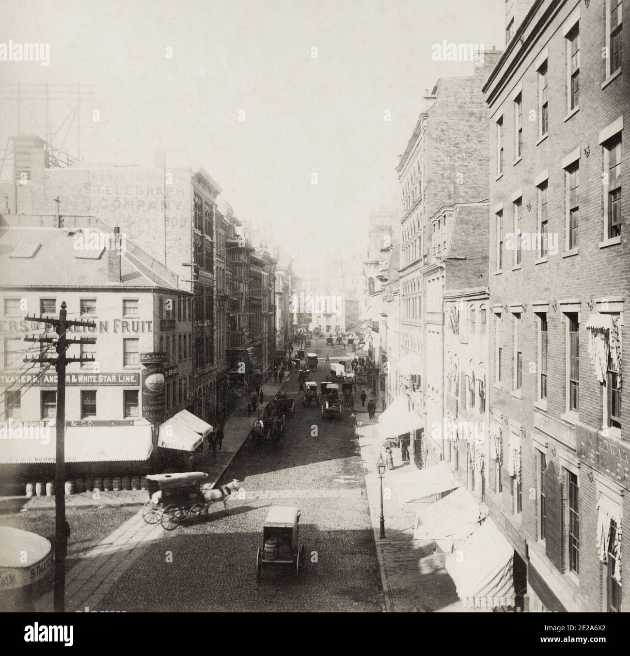 Vintage 19th century photograph: view along State Street, Boston ...