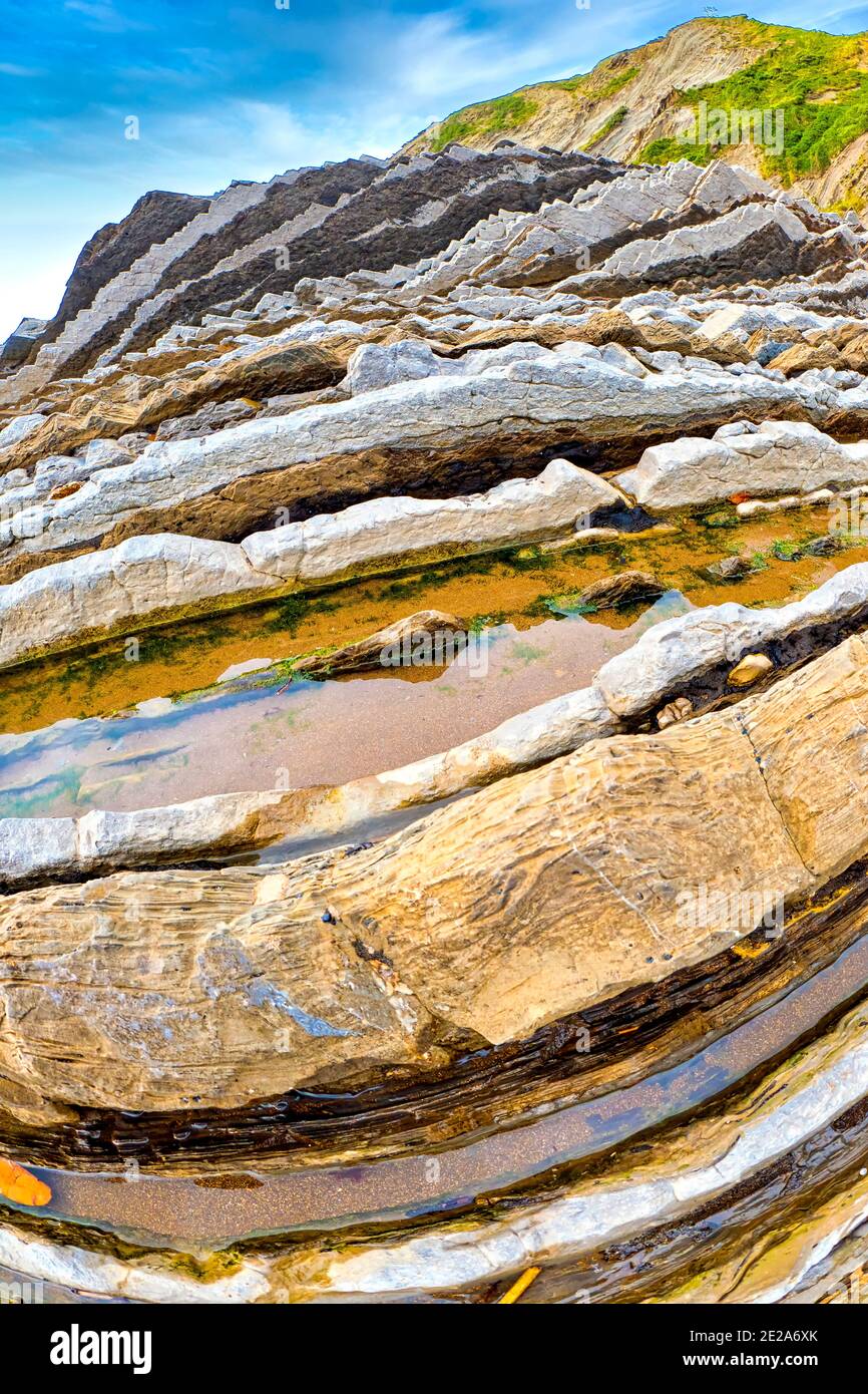 Steeply-tilted Layers of Flysch, Flysch Cliffs, Basque Coast UNESCO ...