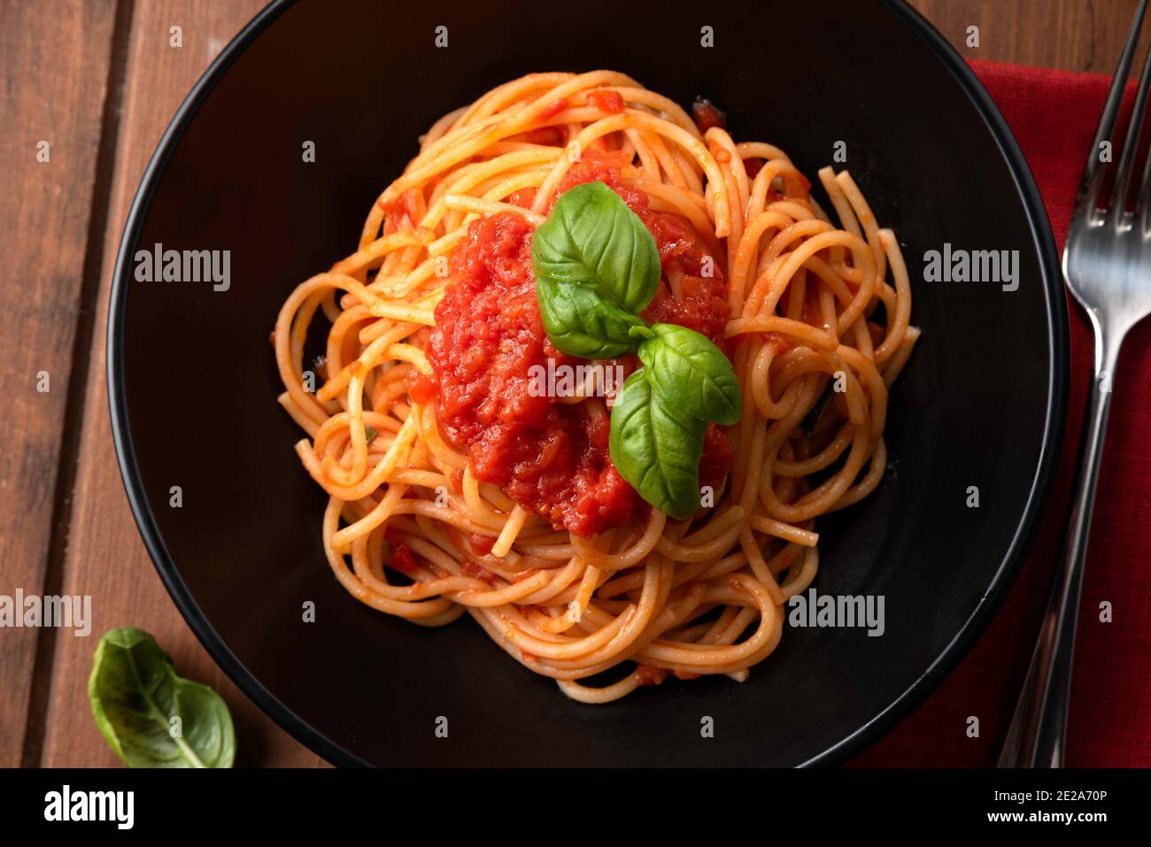 Dish of classic spaghetti with tomato sauce, Italian Cuisine Stock ...