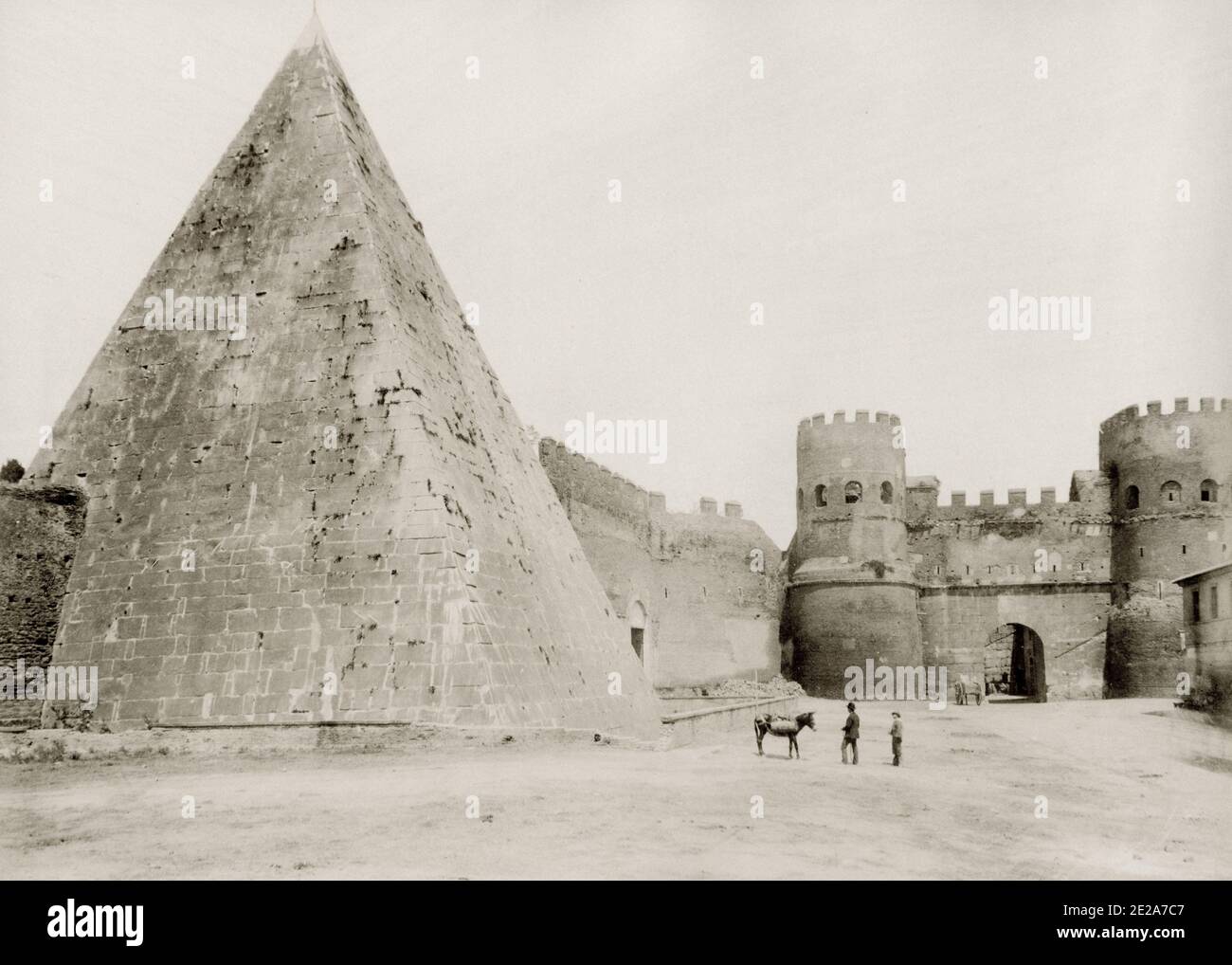 Vintage 19th century photograph: The Pyramid of Cestius is an ancient ...